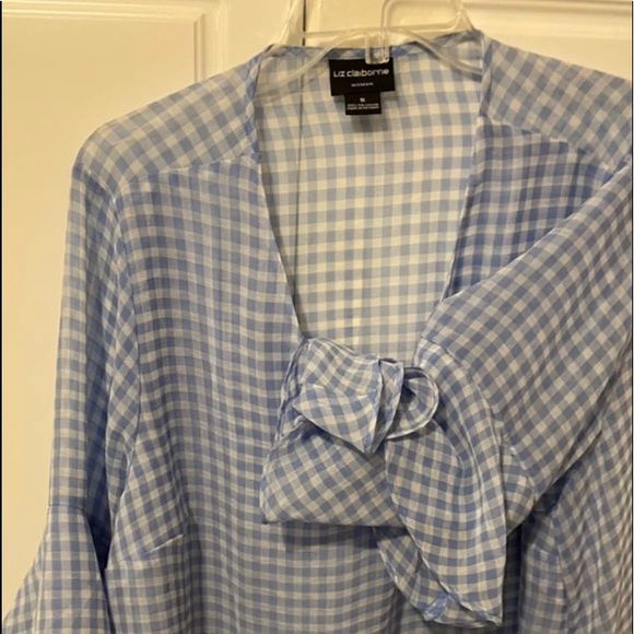 liz claiborne woman | Tops | Nwot Semi Shear Check Very Light Airy And ...